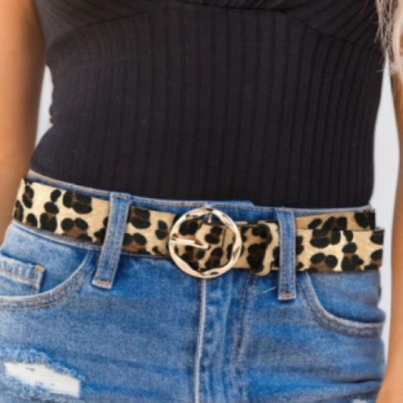 Accessories | Leopard Wide Faux Leather Buckle Belt | Poshmark